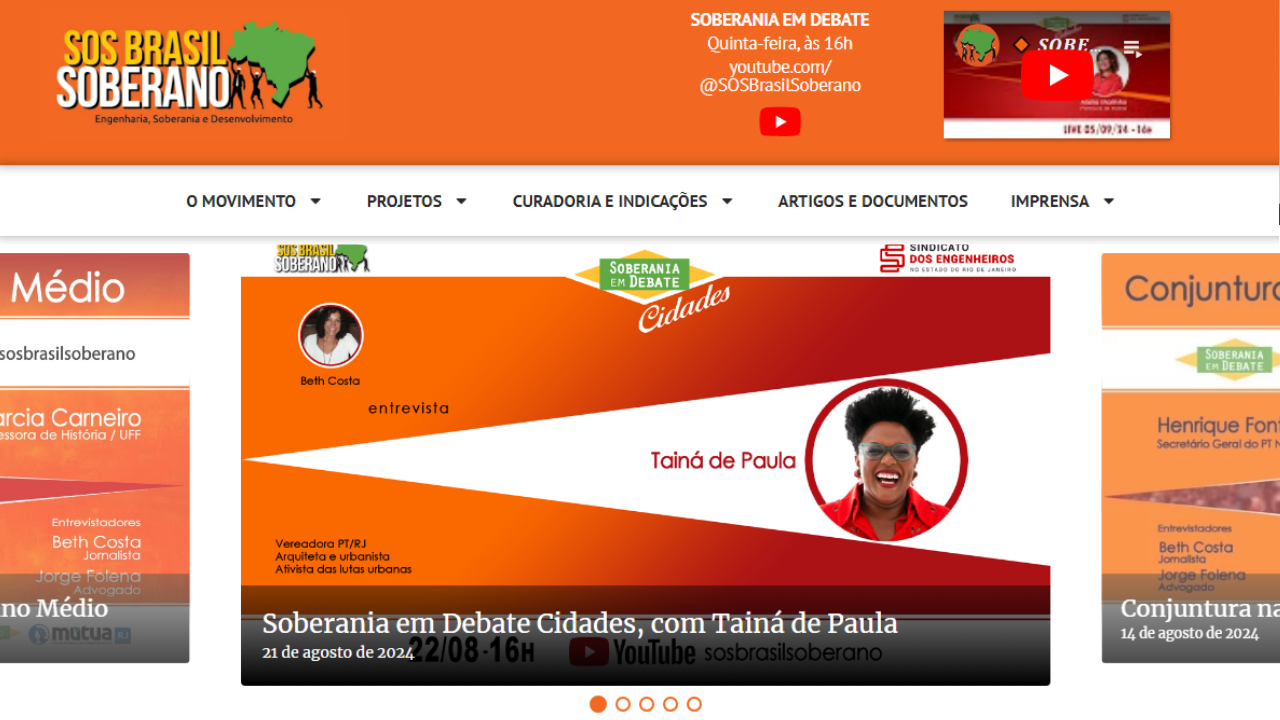 Senge RJ apresenta novo site do movimento SOS Brasil Soberano | Senge RJ