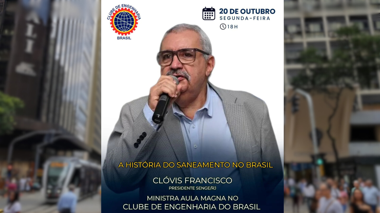 Clóvis Nascimento ministra aula magna sobre a história do saneamento no Brasil no Clube de ...